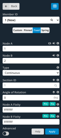 Member End Fixities (Connectivity) | SkyCiv Engineering