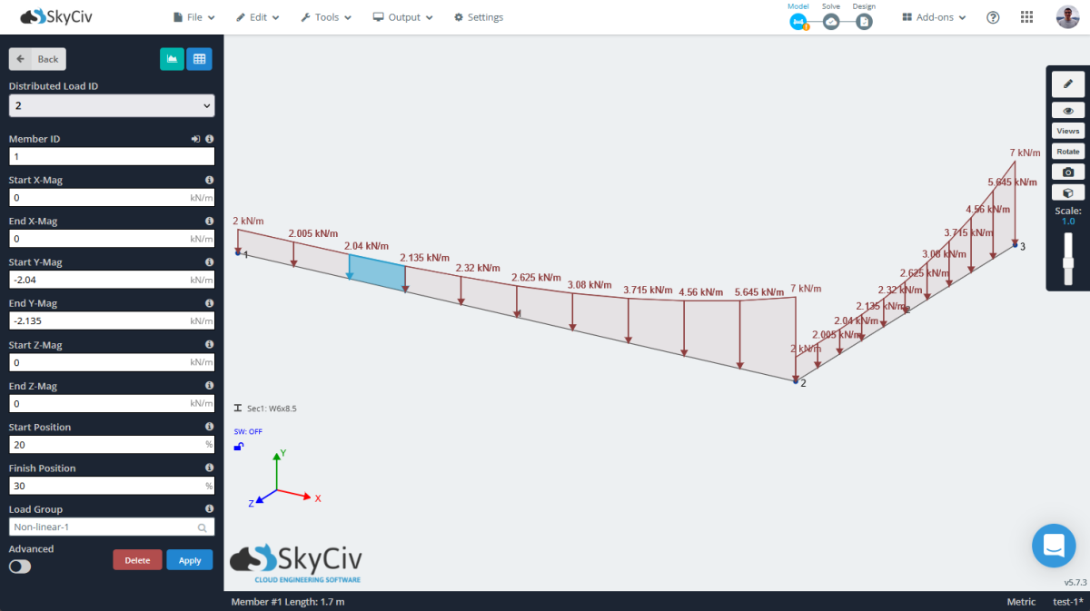 Cargas distribuidas (DL) | SkyCiv Engineering