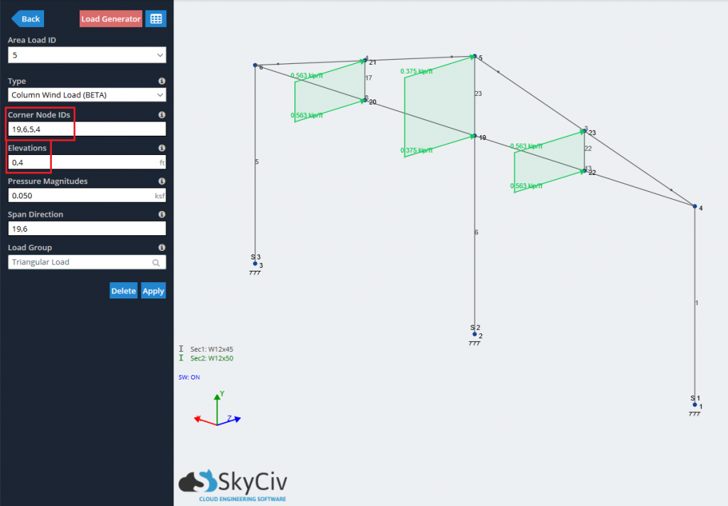 Area & Wind Loads | SkyCiv Engineering