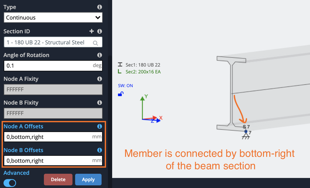 Offsetting Members and Insertion Points | SkyCiv Engineering