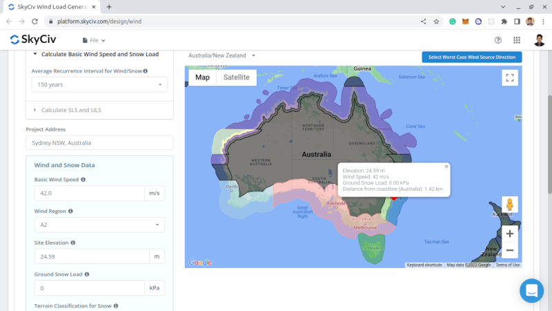 Wind Speed Map | SkyCiv Engineering