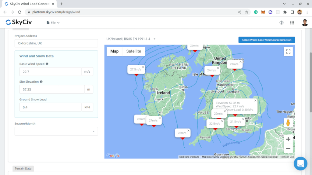 Wind Speed Map | SkyCiv Engineering