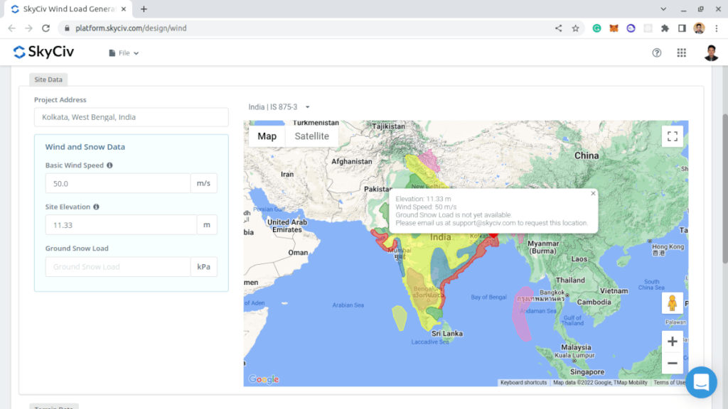 Wind Speed Map | SkyCiv Engineering