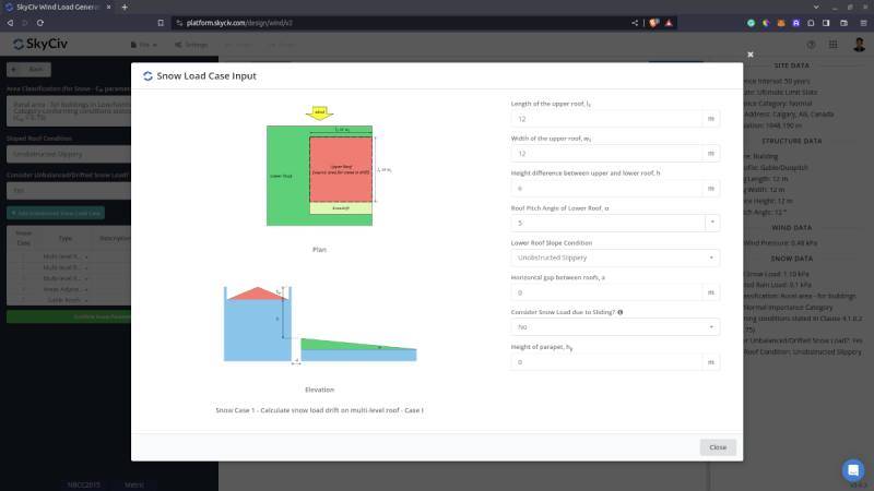 NBCC 2015 Snow Load Calculation | SkyCiv Engineering