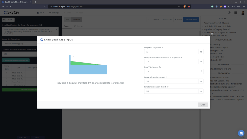 NBCC 2015 Snow Load Calculation | SkyCiv Engineering