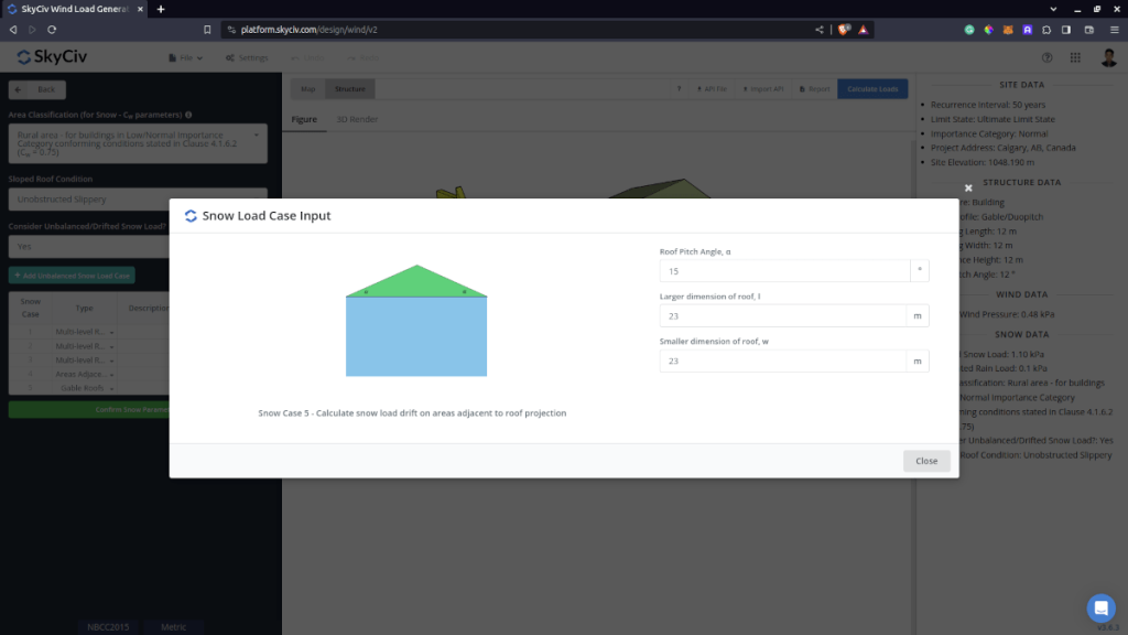 NBCC 2015 Snow Load Calculation | SkyCiv Engineering