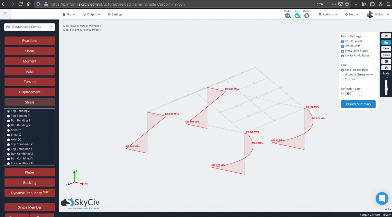 Result Summary and Limit Checks | SkyCiv Engineering
