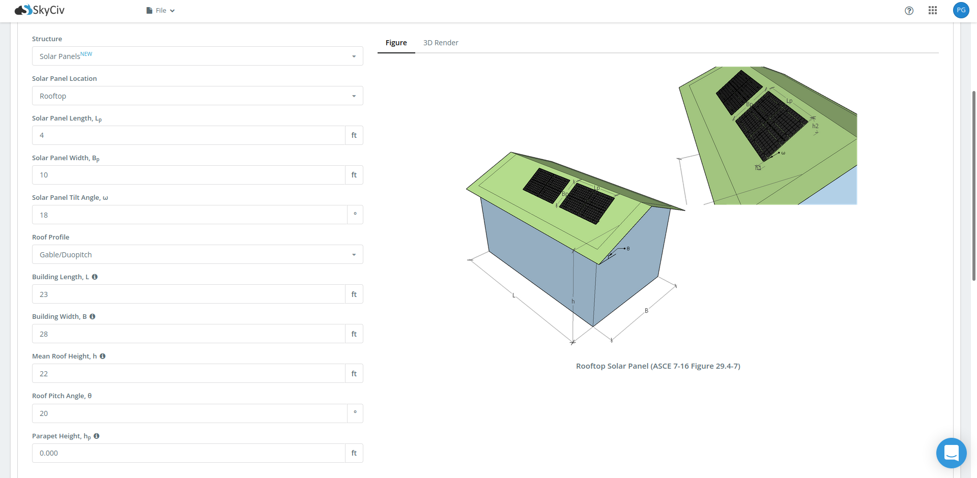 ASCE 7-16 Wind Load Calculations (Solar Panels) | SkyCiv Cloud ...