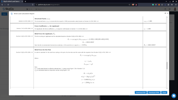 EN 1991 Wind Load Calculations (Signboards) | SkyCiv Engineering