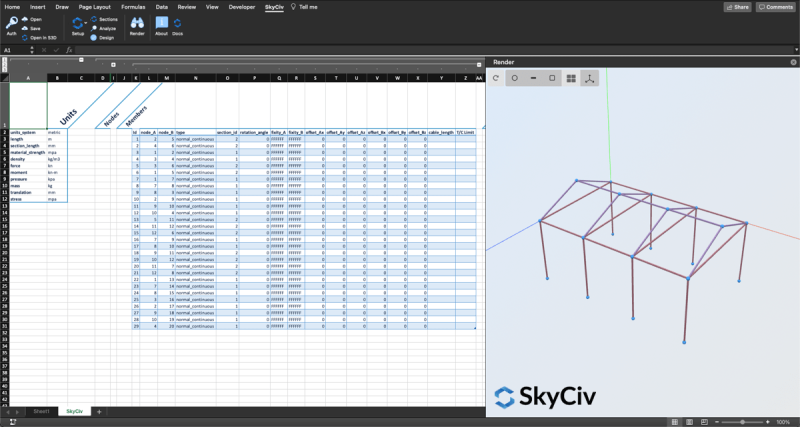 SkyCiv Structural Analysis on Microsoft Excel | SkyCiv Engineering