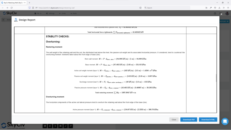 Free Online Retaining Wall Calculator Skyciv Engineering 5565
