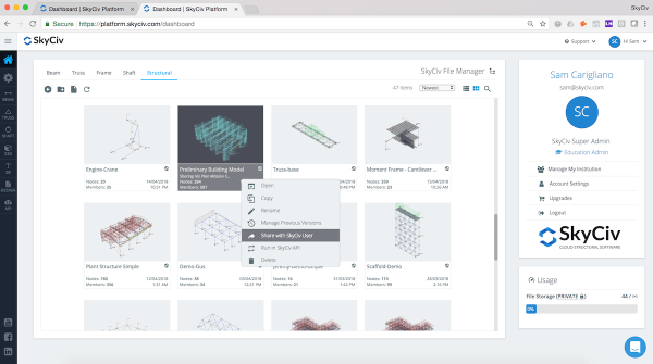 Structural Design Software Enterprise Account | SkyCiv