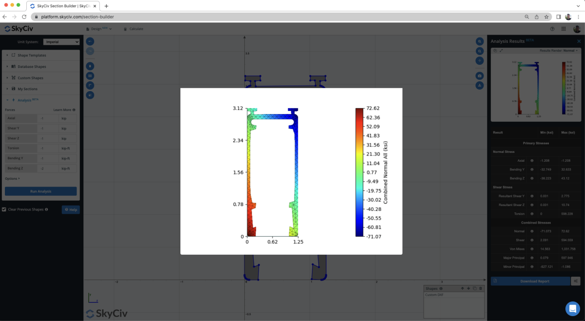 Introducing Section FEA Stress Analysis | SkyCiv Engineering