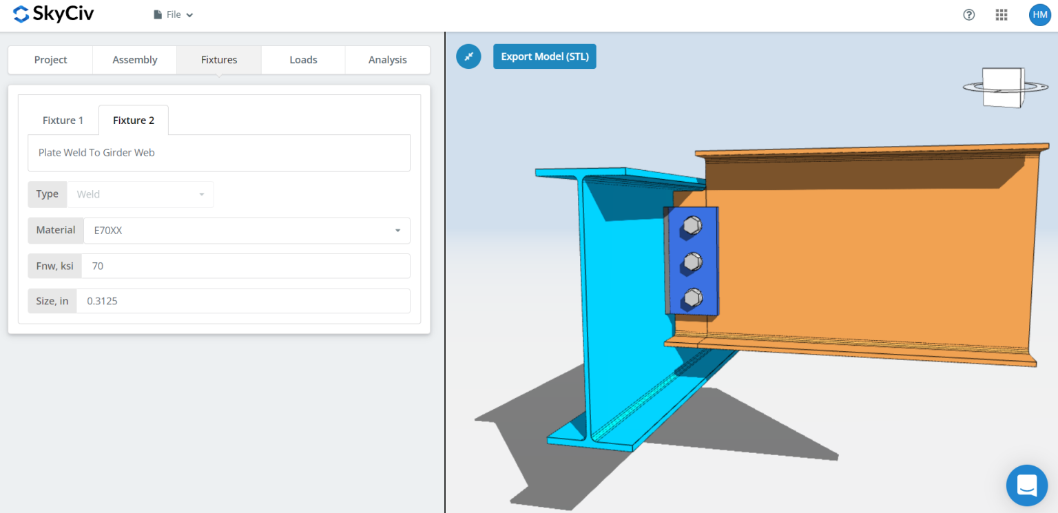 Single Plate Connection | SkyCiv Engineering