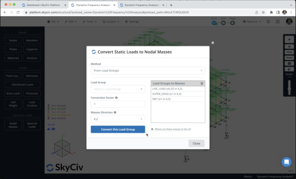 Dynamic Frequency Analysis in Structural 3D | SkyCiv
