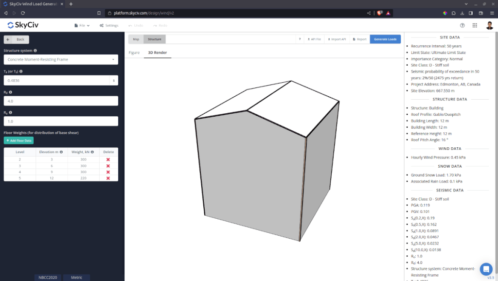 NBCC 2020 Seismic Load Calculations | SkyCiv Engineering