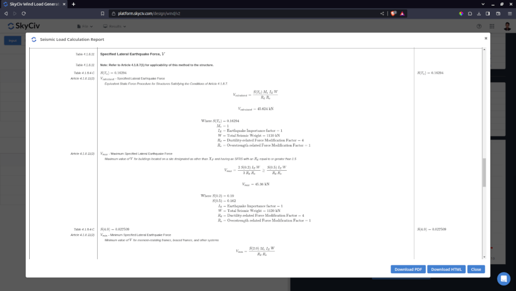 NBCC 2020 Seismic Load Calculations | SkyCiv Engineering