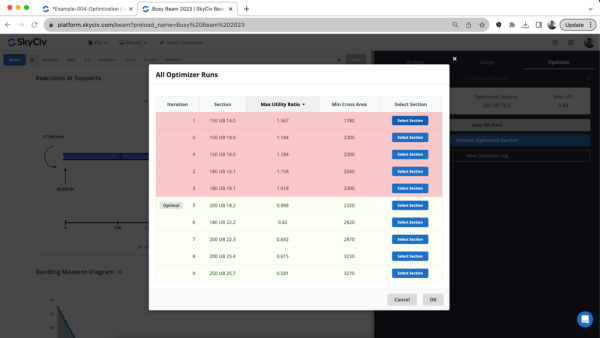 Optimizing a Steel Structure using SkyCiv Beam and S3D | SkyCiv Engineering