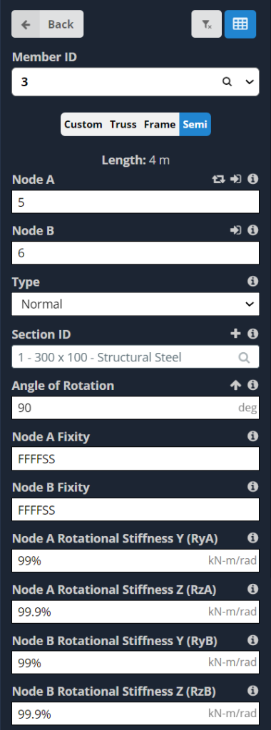 Semi-fixed members – theory and usage | SkyCiv Engineering