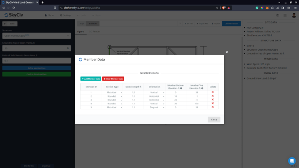 ASCE 7 Wind Load Calculations for Open Frames/Signs | SkyCiv Engineering