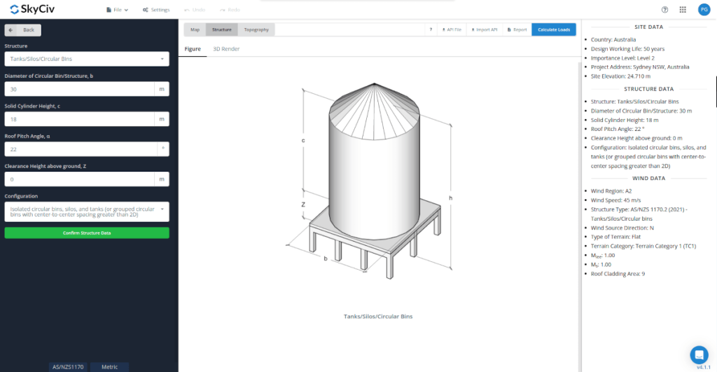 AS/NZS 1170.2 (2021) Wind Load Calculations for Circular Bins, Tanks ...