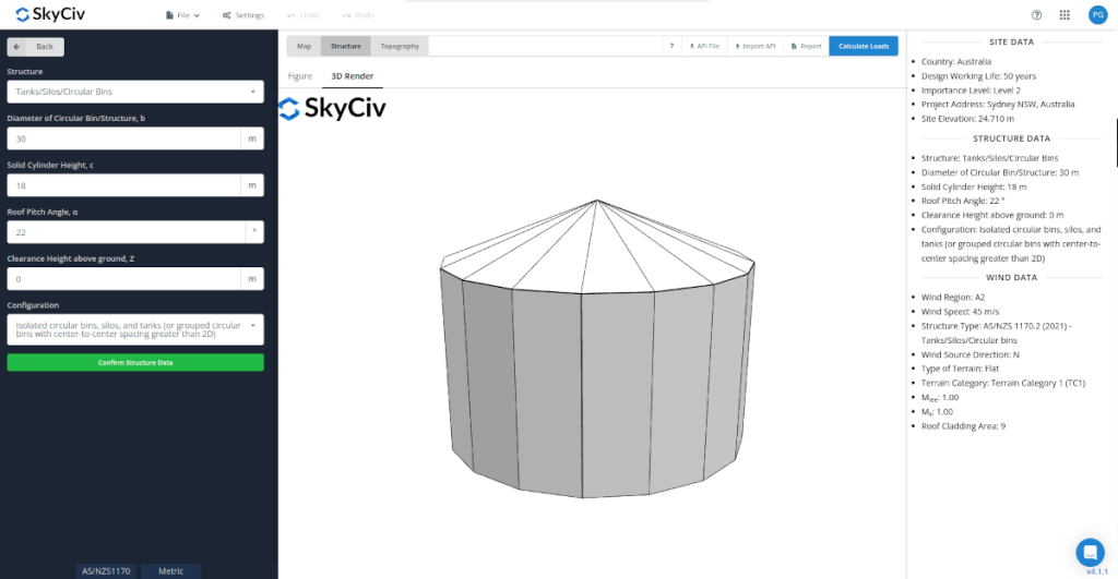 AS/NZS 1170.2 (2021) Wind Load Calculations for Circular Bins, Tanks ...