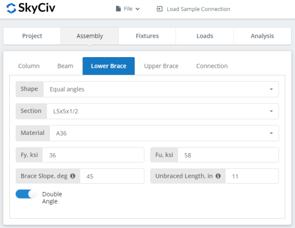 Vertical Brace Connection | SkyCiv Engineering
