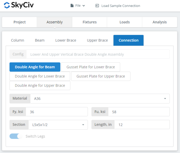 Vertical Brace Connection | SkyCiv Engineering