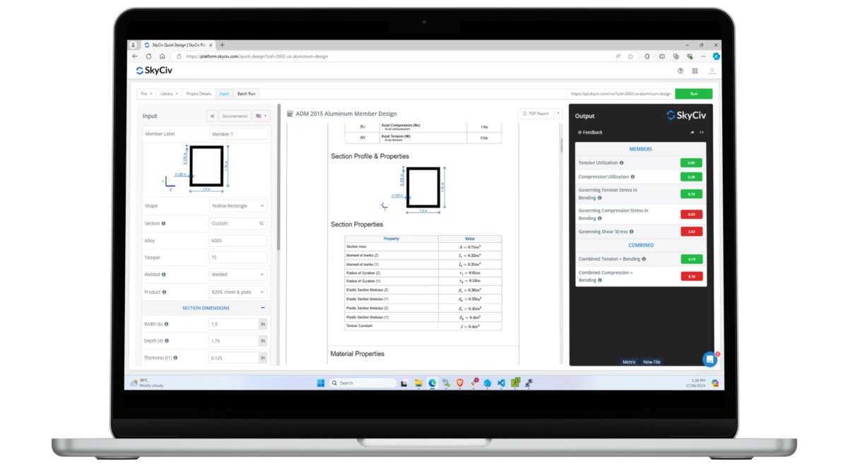 Aluminum Beam Calculator | SkyCiv Engineering
