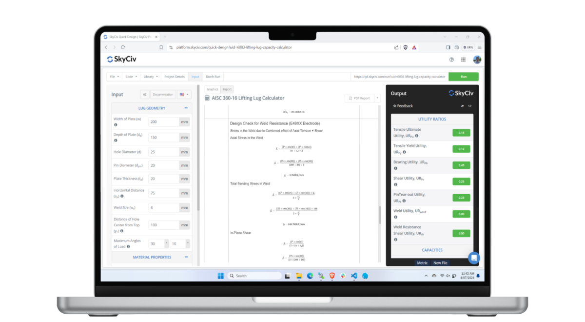 吊耳计算器 | SkyCiv工程